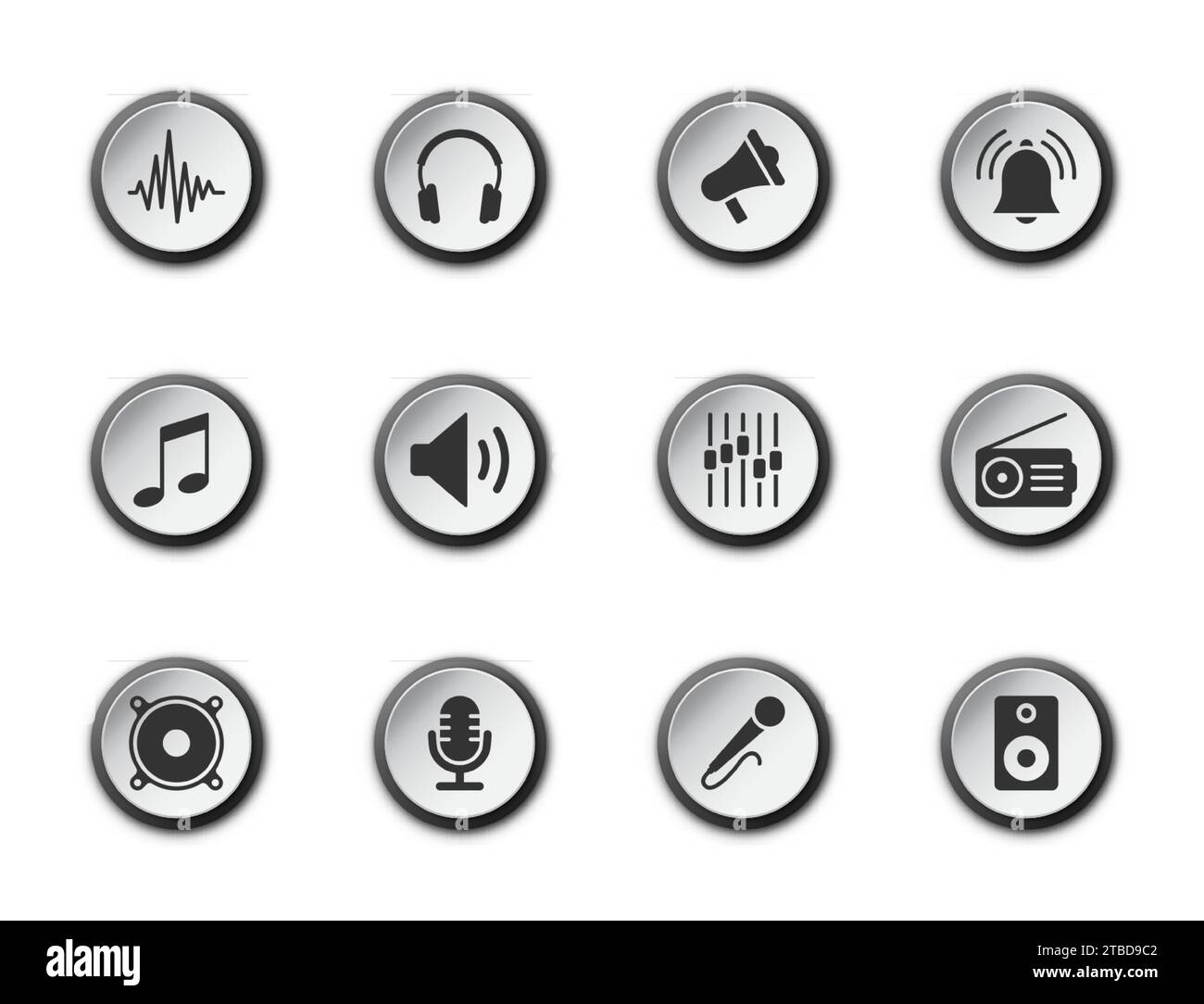 Music related symbols, such as: microphone, speaker, headphones ...