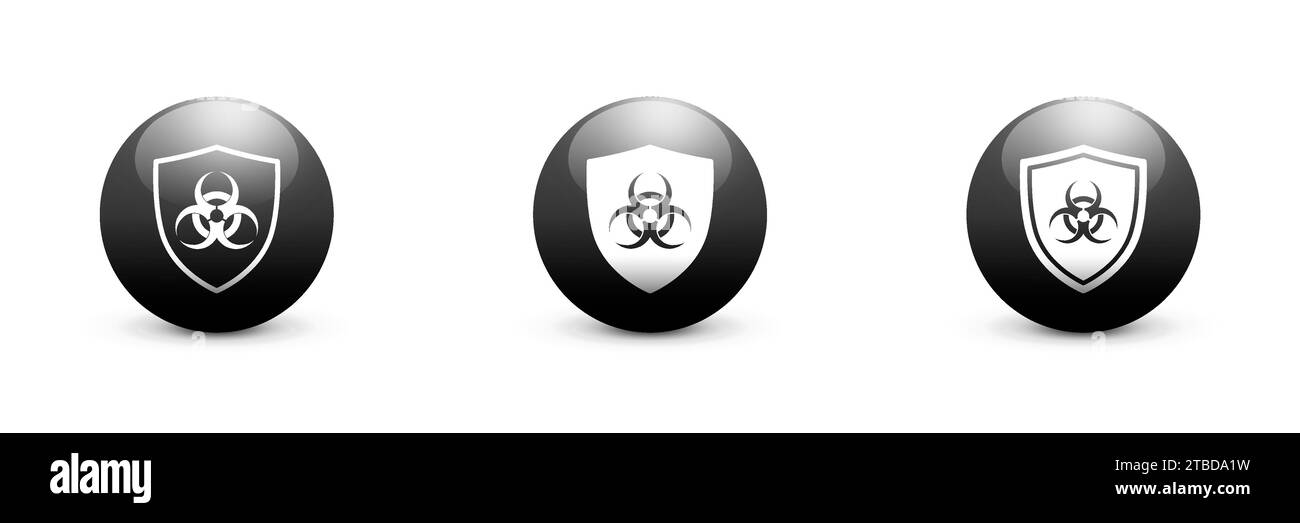 Shield icon with a biohazard sign. Biohazard protection symbol. Vector ...