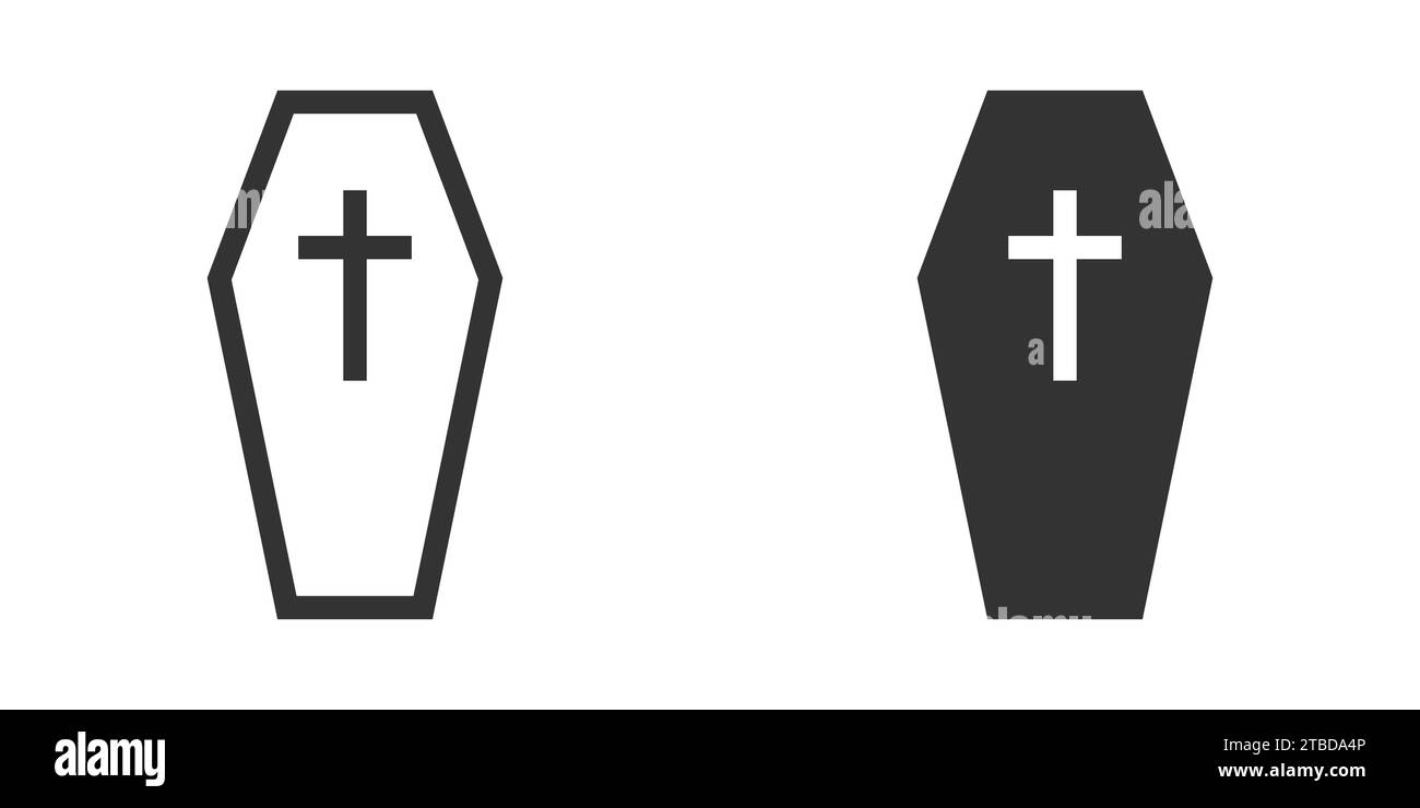 Coffin icon. Simple design. Flat and outline style. Vector illustration ...