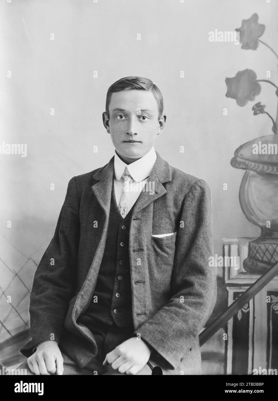 Edwardian formal portrait of a young man in a suit, sitting. Taken from ...