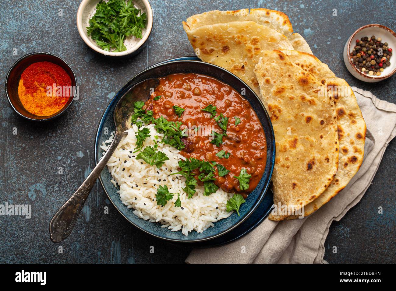 Traditional Indian Punjabi dish Dal makhani with lentils and beans in ...
