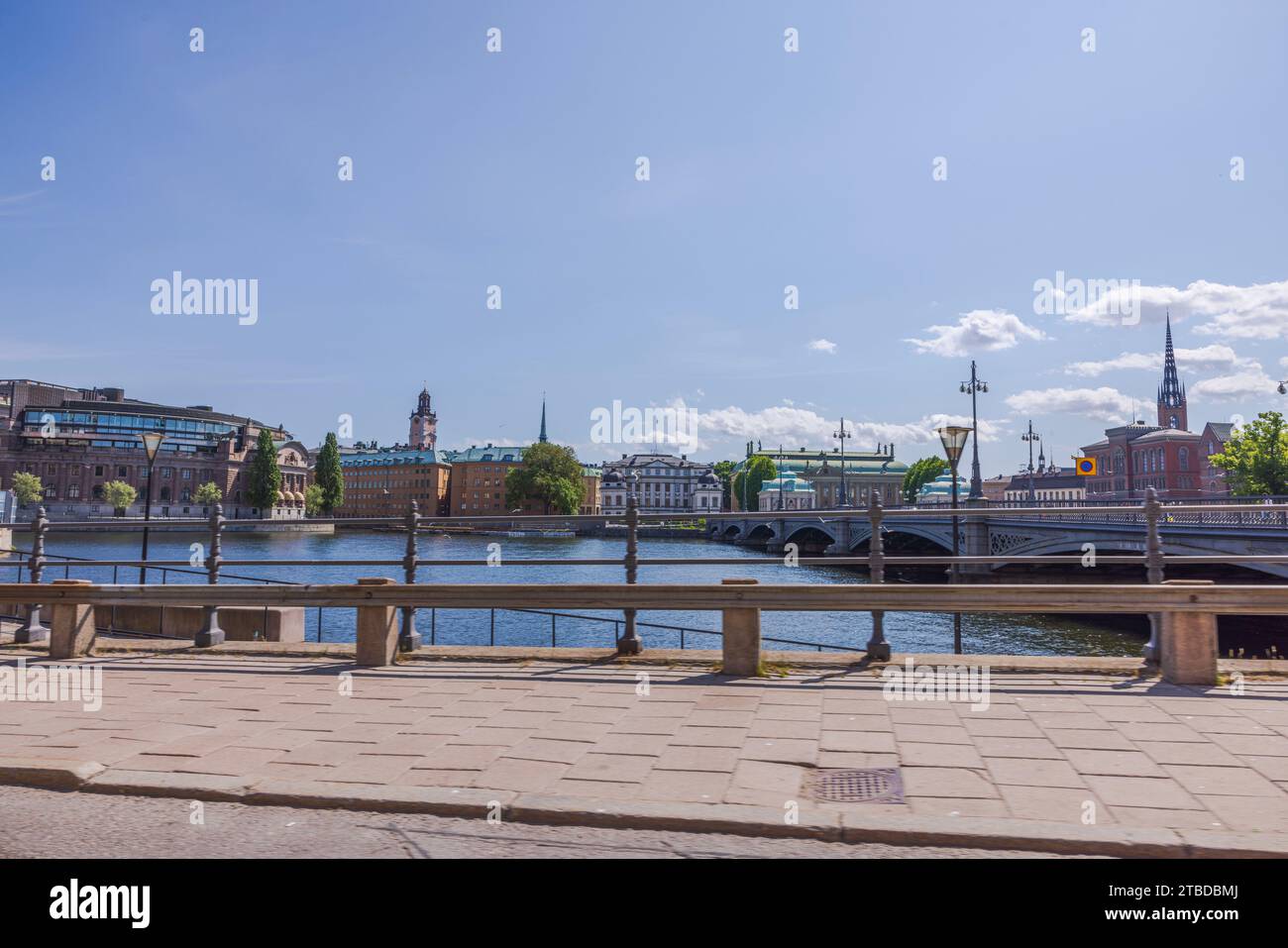 Impressive view of architecture of central Stockholm with bridges ...