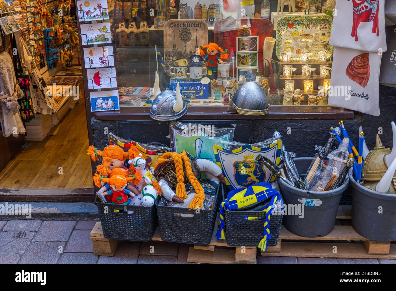 View of souvenir shop with diverse array of products featuring Swedish ...