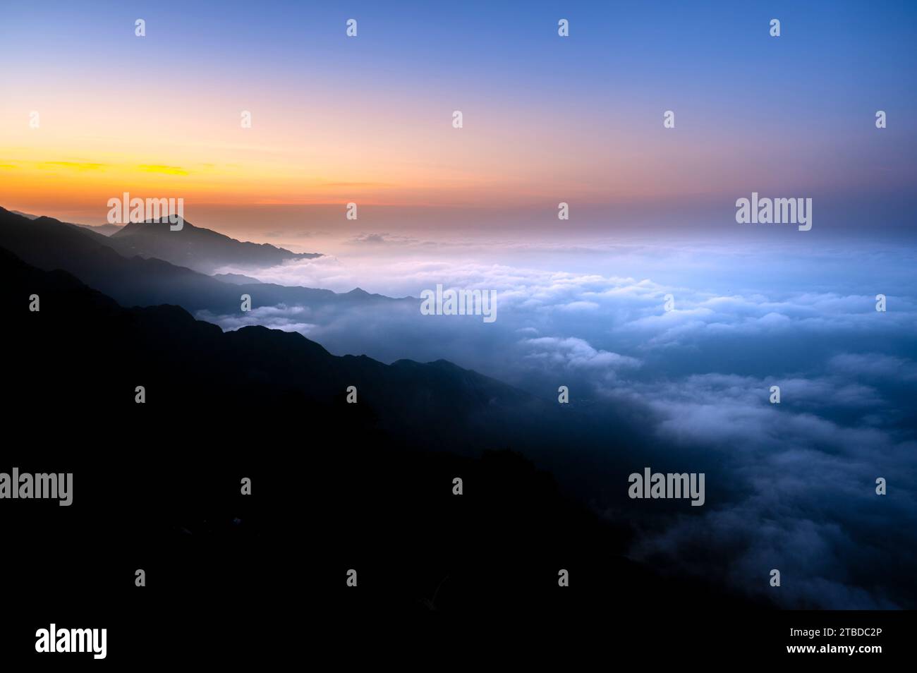 Sunrise from Jabal Aswad (The Black Mountain), Saudi Arabia Stock Photo ...