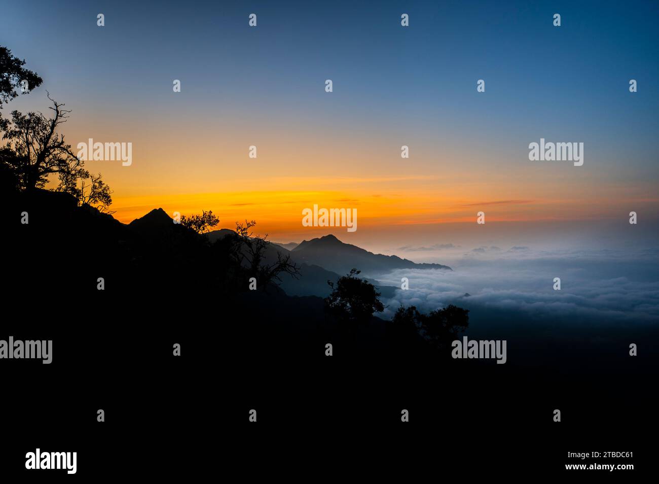 Sunrise from Jabal Aswad (The Black Mountain), Saudi Arabia Stock Photo ...