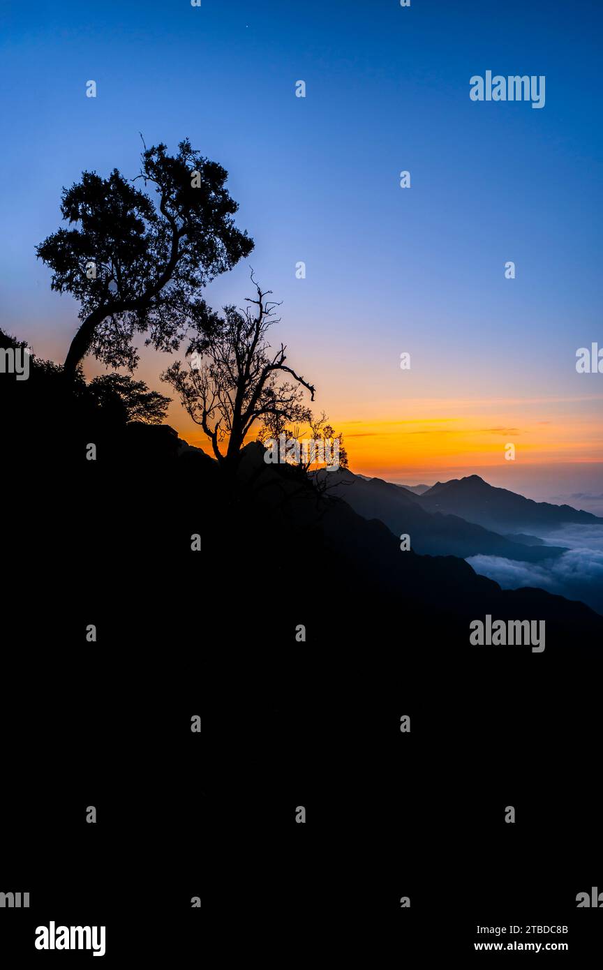 Sunrise from Jabal Aswad (The Black Mountain), Saudi Arabia Stock Photo ...