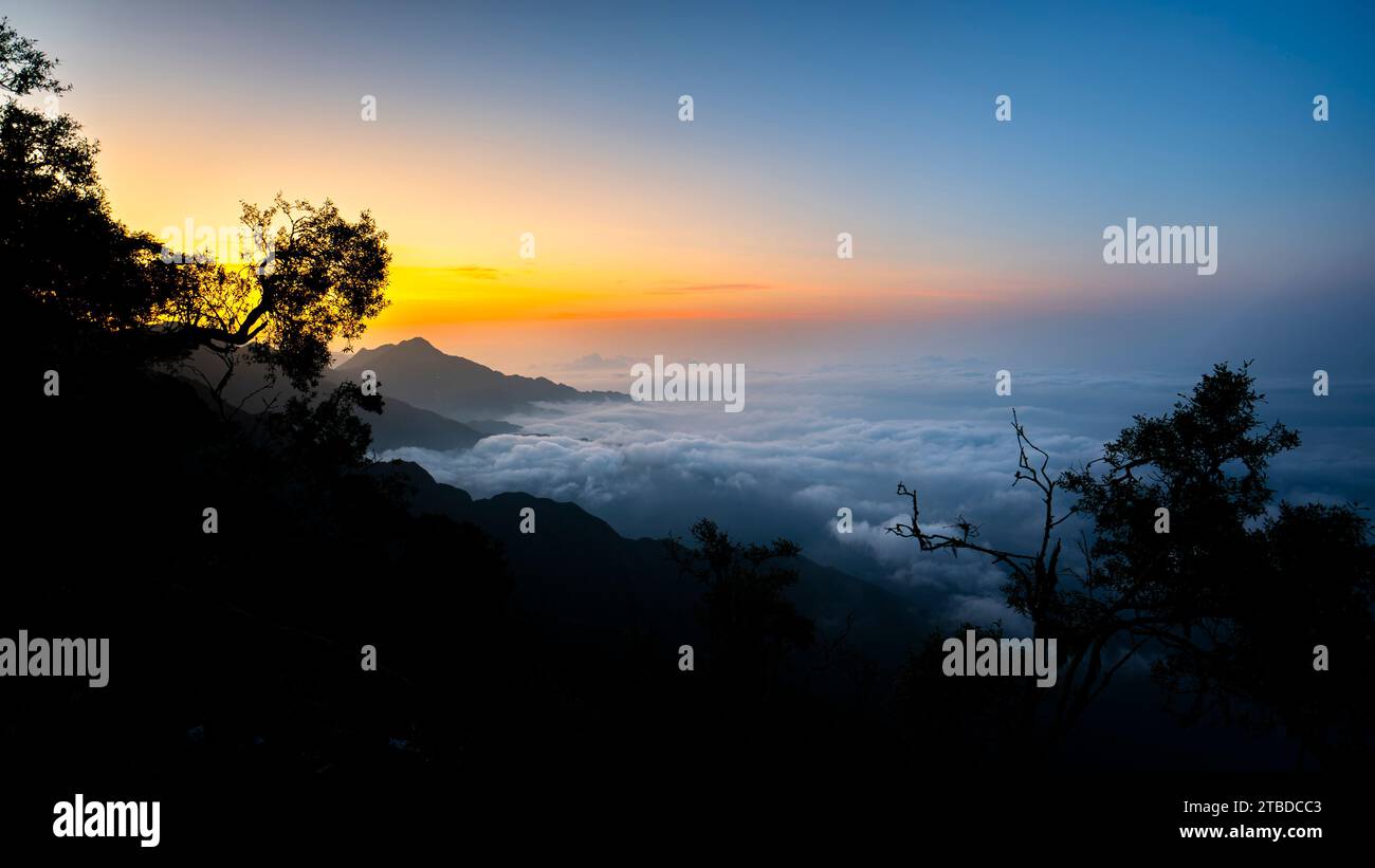 Sunrise from Jabal Aswad (The Black Mountain), Saudi Arabia Stock Photo ...