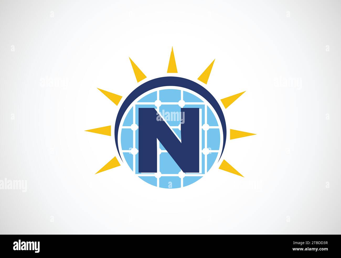 English alphabet with solar panel and sun sign. Sun solar energy logo ...