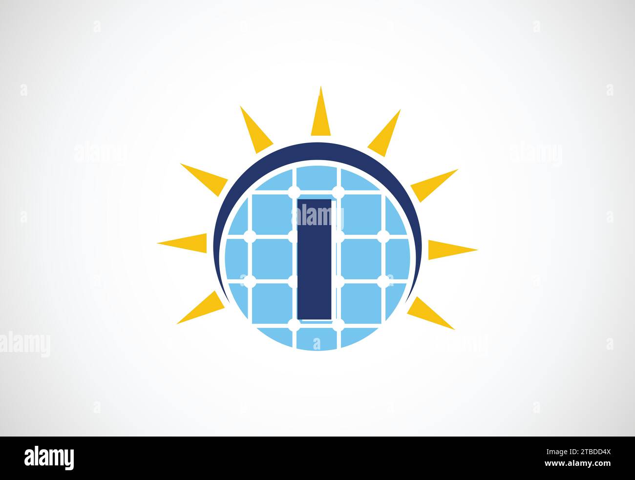 English alphabet with solar panel and sun sign. Sun solar energy logo ...