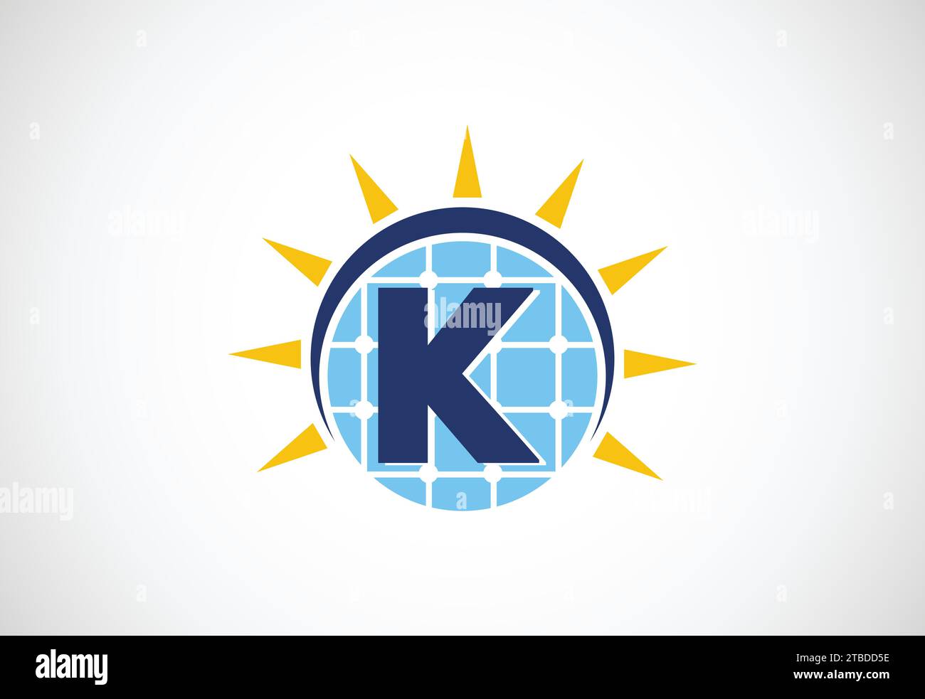 English alphabet with solar panel and sun sign. Sun solar energy logo ...