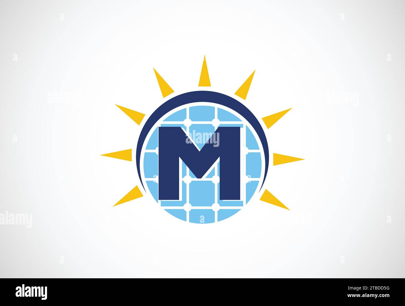 English alphabet with solar panel and sun sign. Sun solar energy logo ...