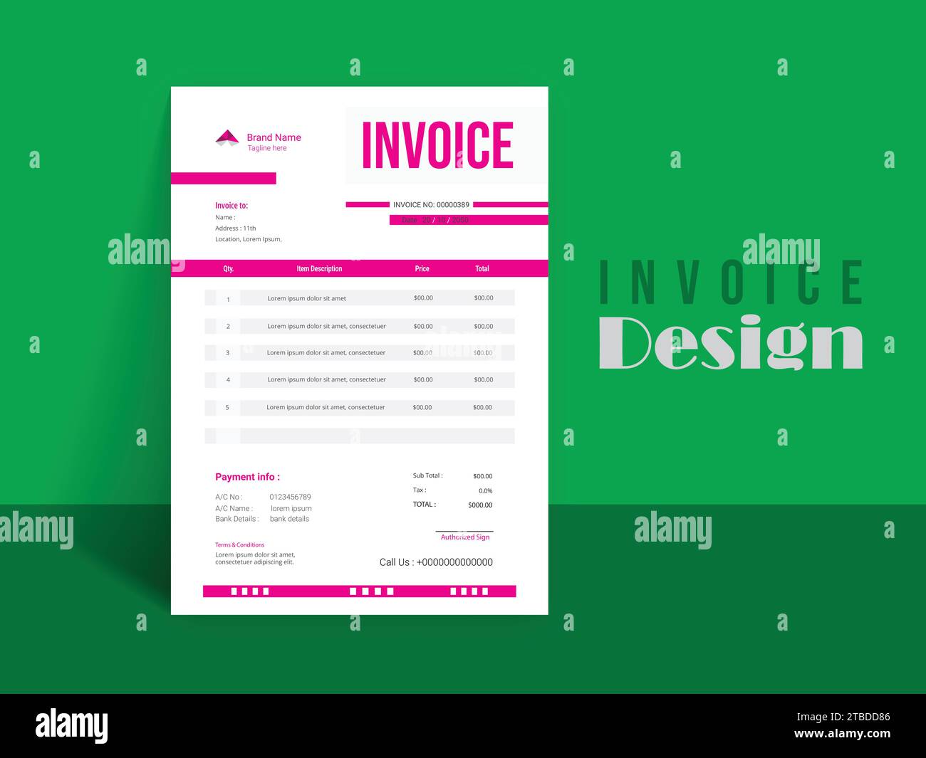 Invoice Design. Business invoice form template. Invoicing quotes, money ...