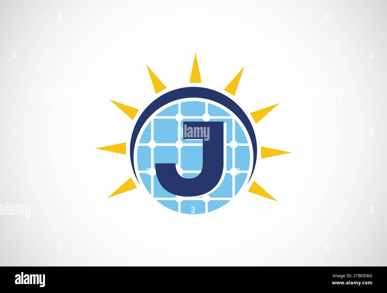 English alphabet with solar panel and sun sign. Sun solar energy logo ...