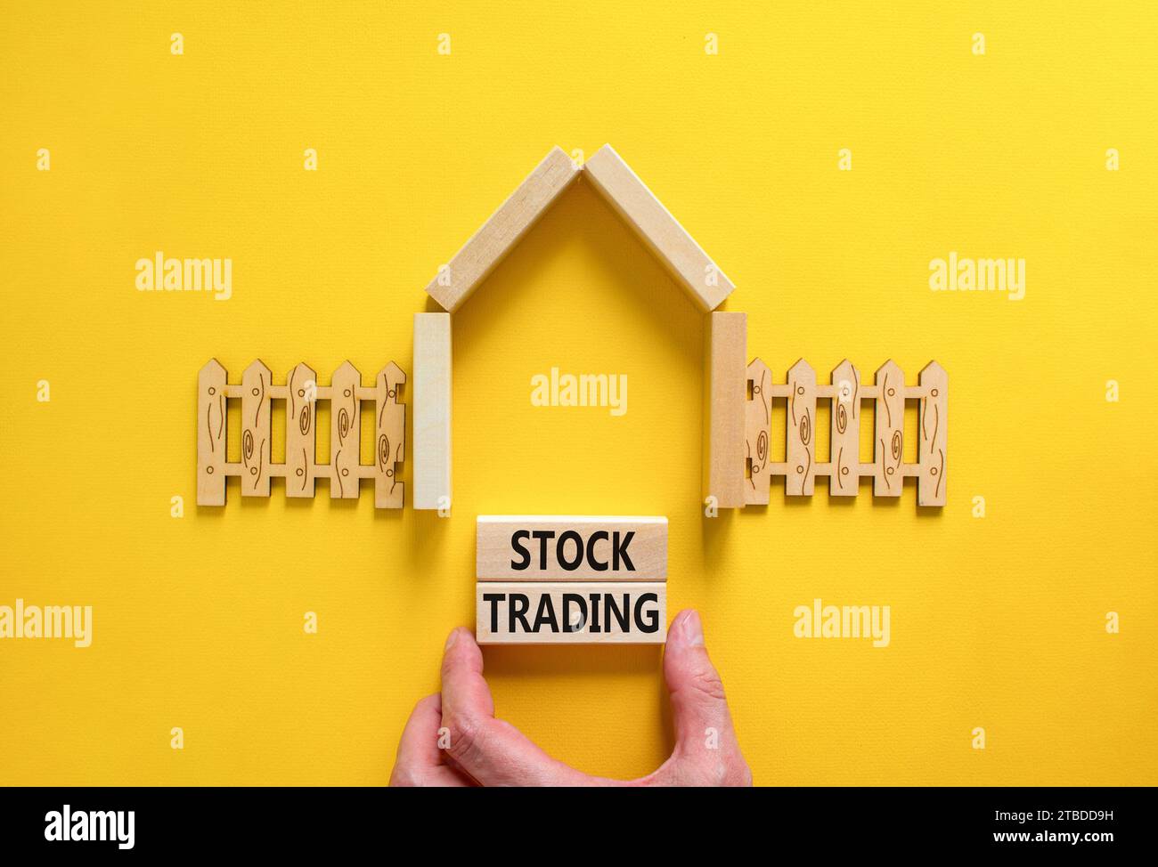 Stock trading symbol. Concept words Stock trading on beautiful wooden ...