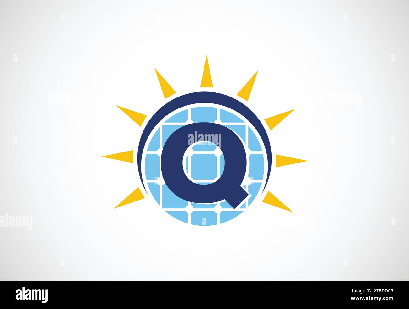 English alphabet with solar panel and sun sign. Sun solar energy logo ...
