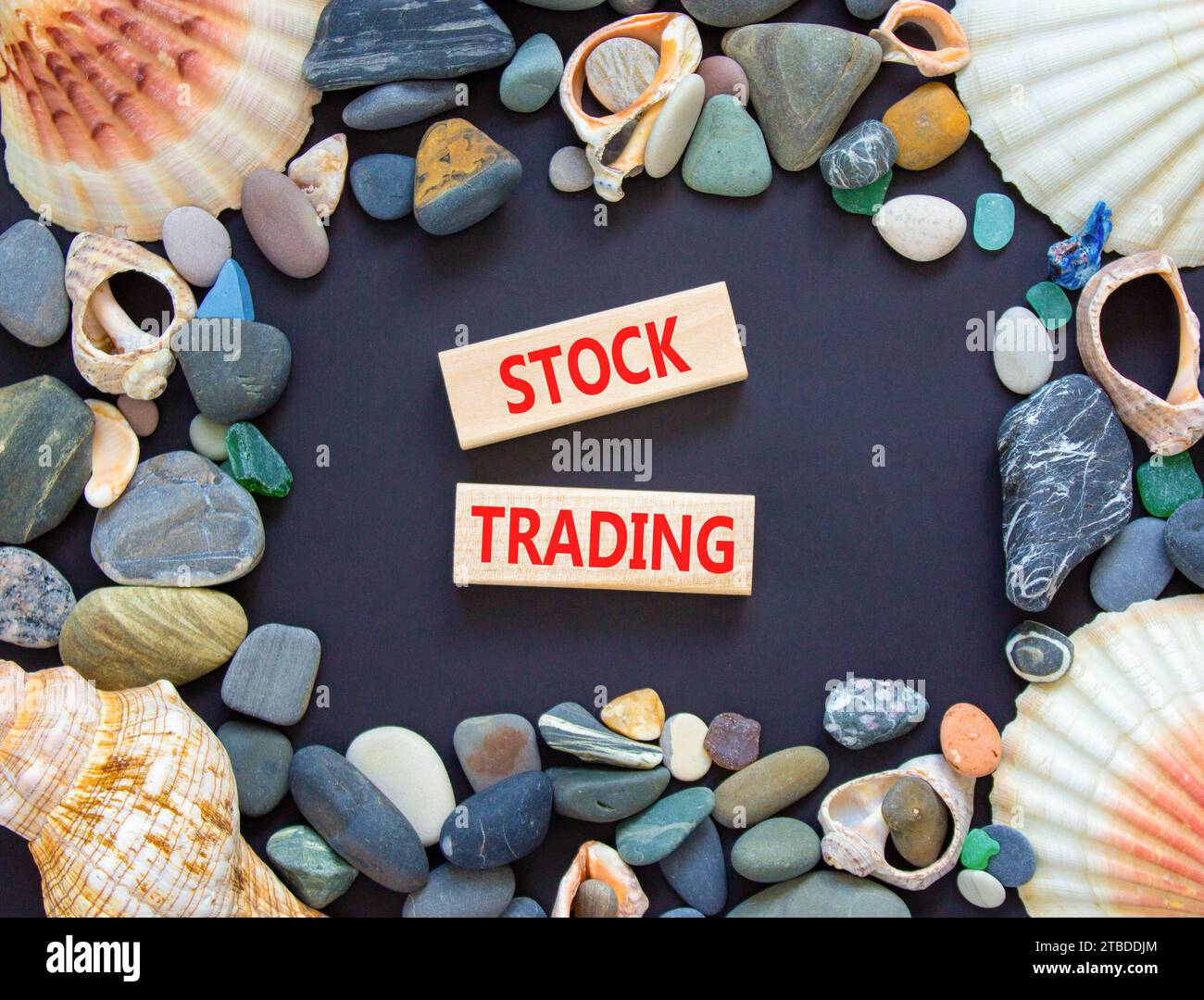 Stock trading symbol. Concept words Stock trading on beautiful wooden ...