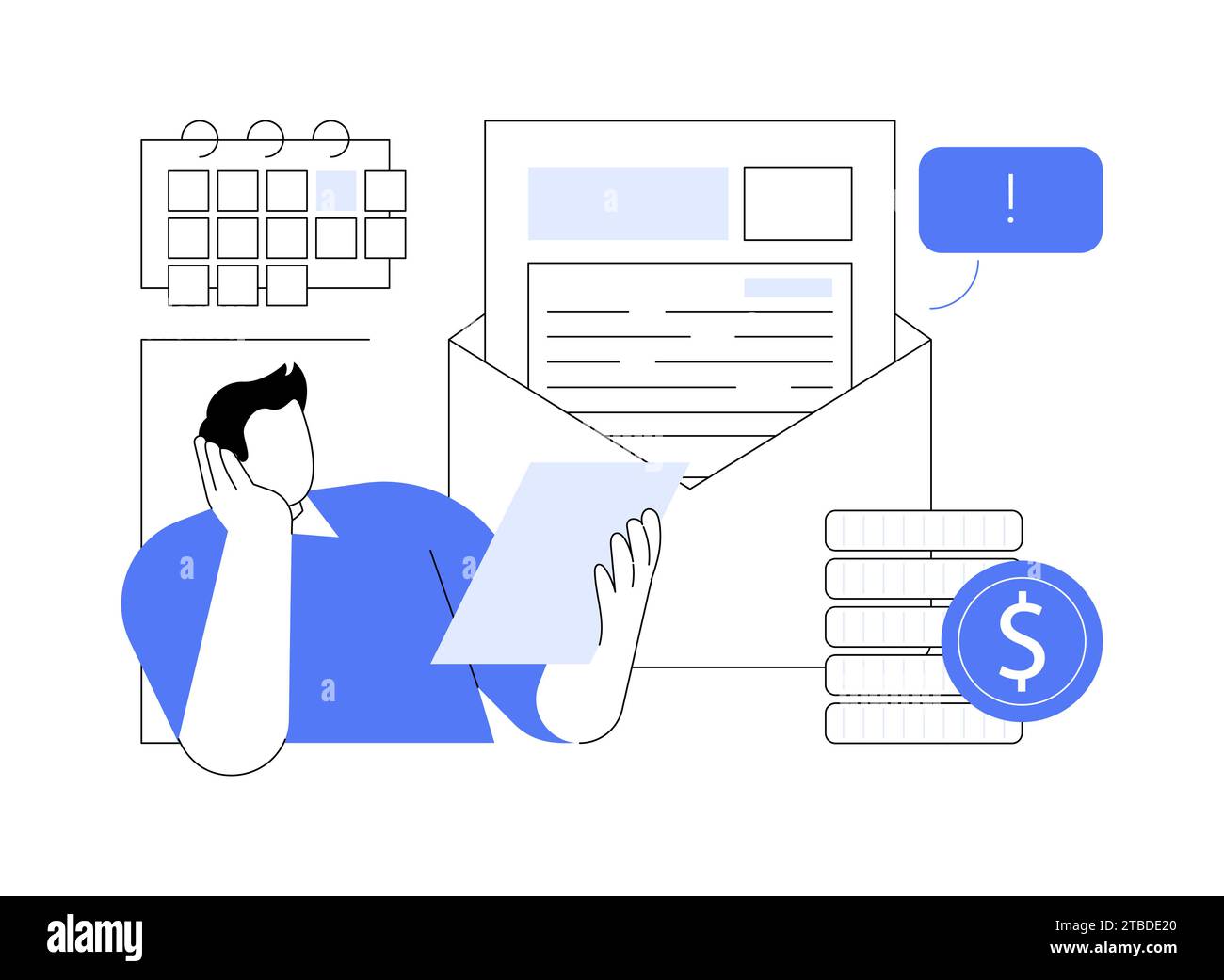 Debt collection letter isolated cartoon vector illustrations Stock ...