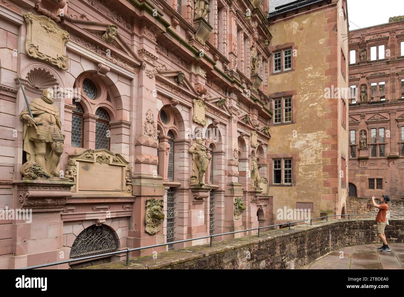 Figures, sandstone, ancestral gallery, Friedrichsbau, Heidelberg Castle ...