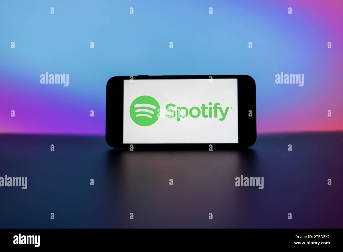 In this photo illustration, a Spotify logo is seen displayed on a ...