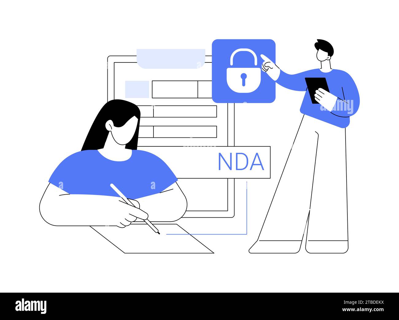 Signing non-disclosure agreement isolated cartoon vector illustrations ...