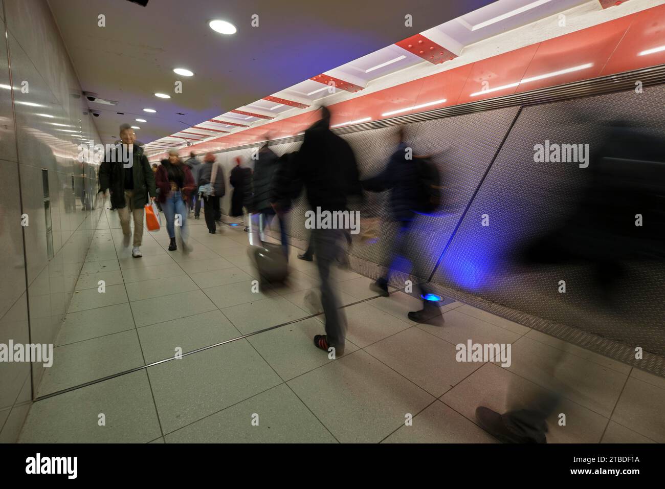 Germany, Berlin, 16 11 2023, Stadtmitte underground station, connecting ...