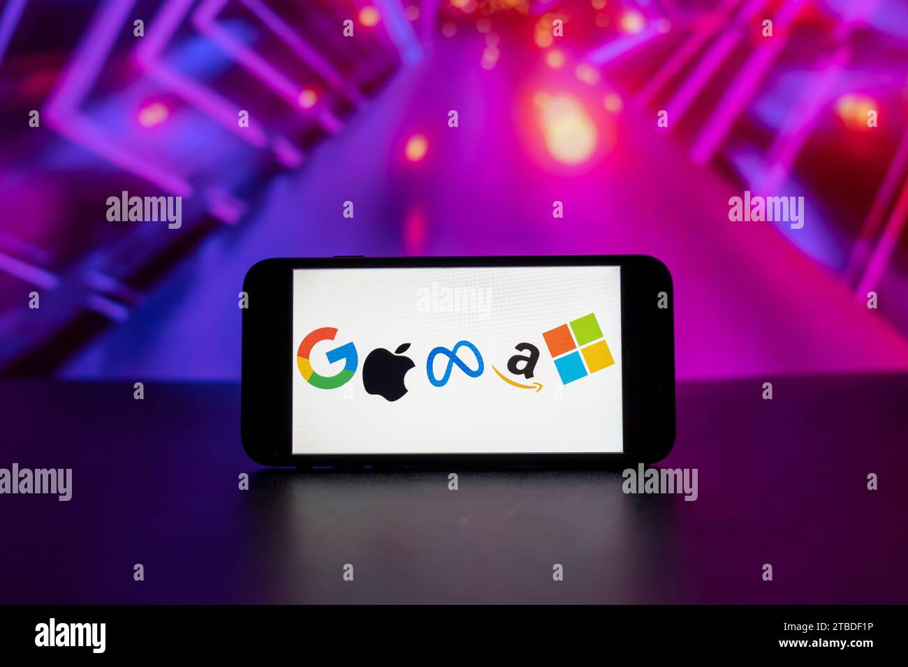 In this photo illustration, the big tech companies Google, Apple, Meta ...