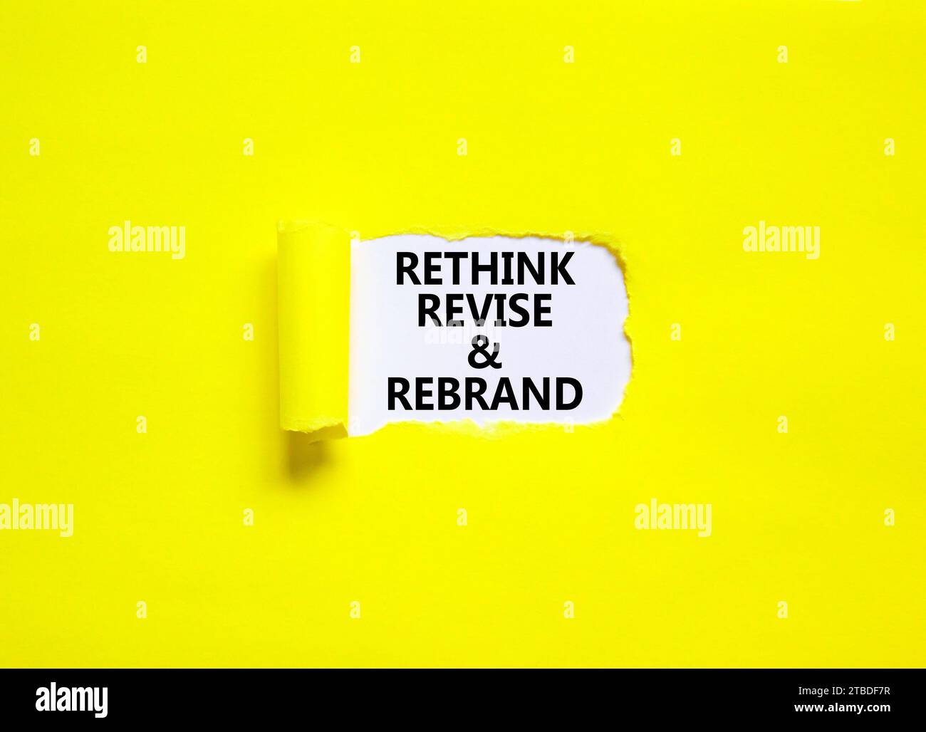 Rethink revise rebrand symbol. Concept word Rethink Revise and Rebrand on beautiful white paper ...