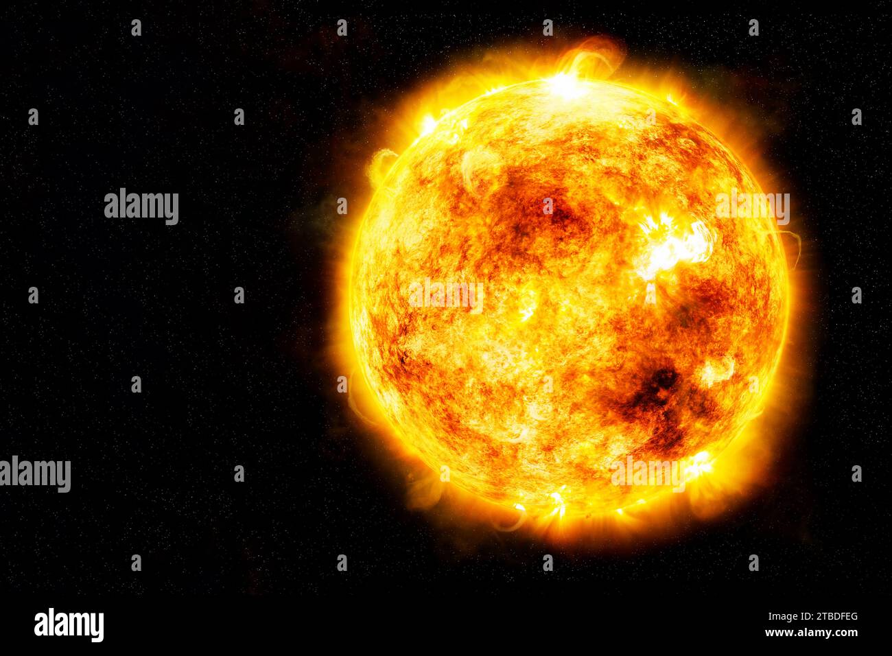 The sun on a dark background in space. Elements of this image furnished ...