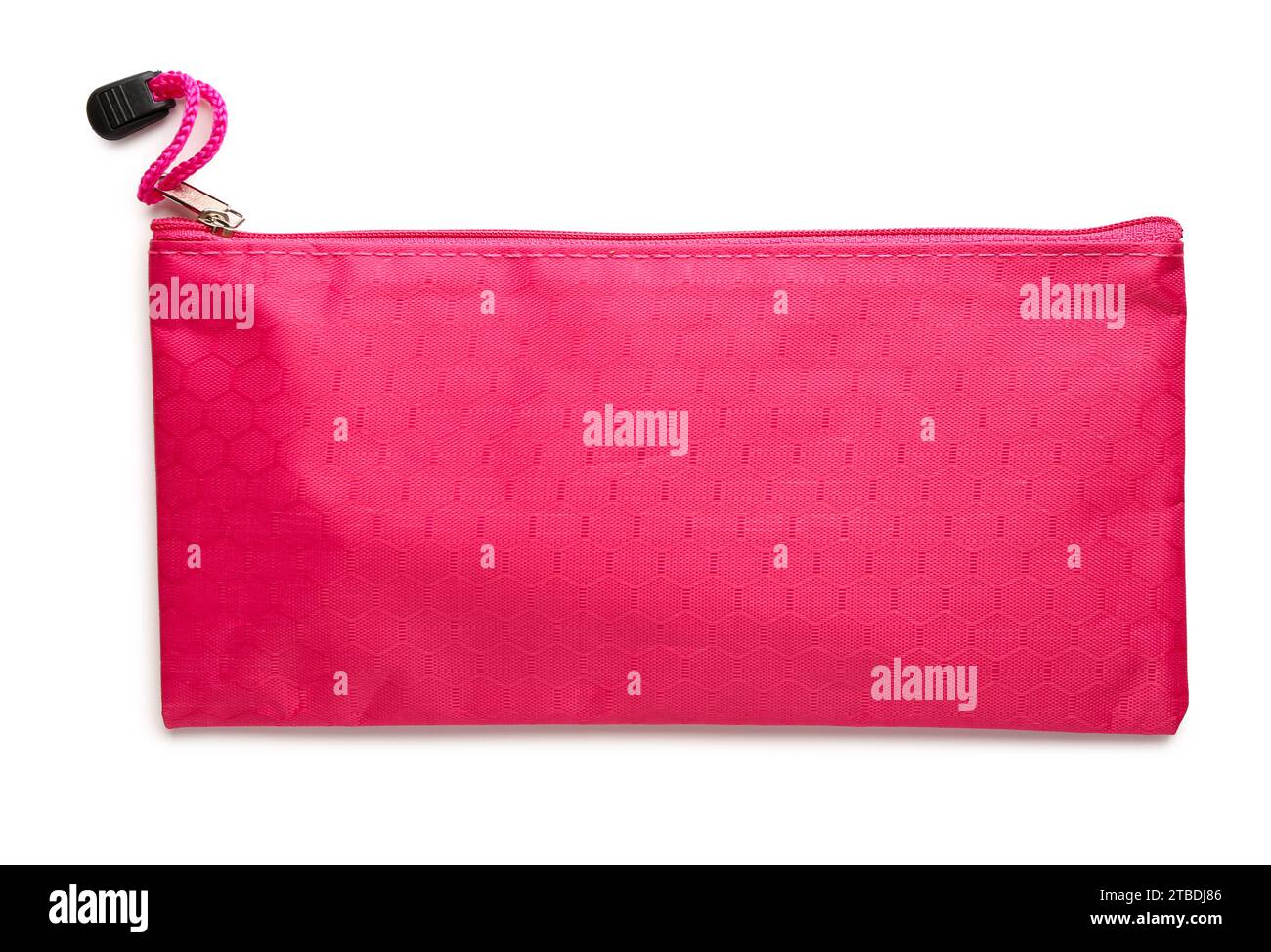 Pink pencil case on white background Stock Photo - Alamy