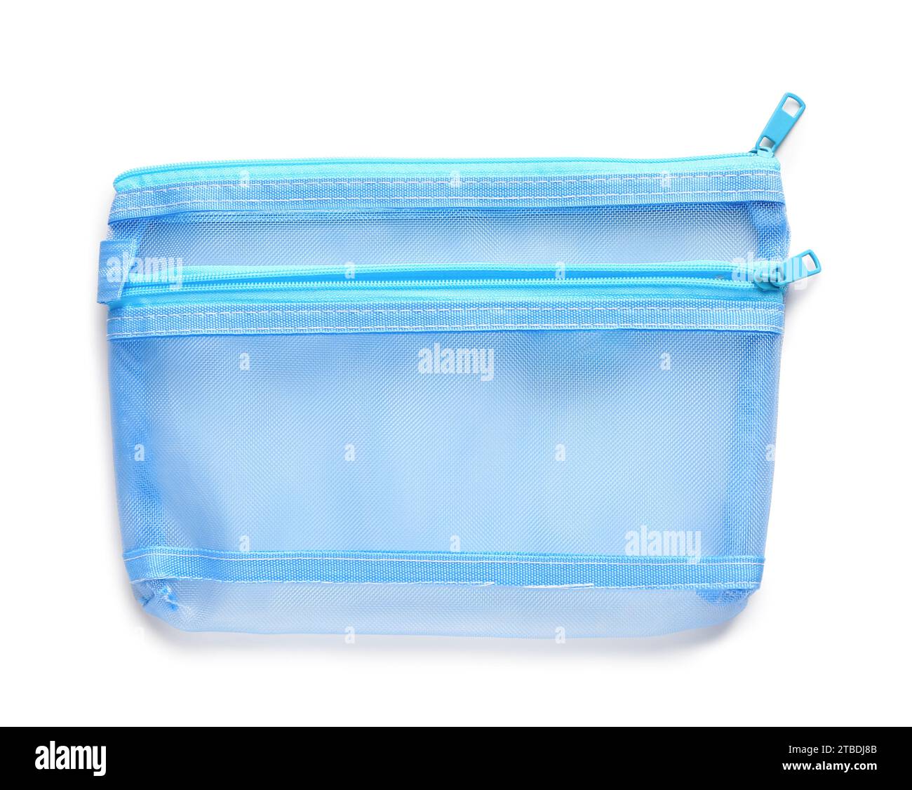 Blue pencil case on white background Stock Photo - Alamy