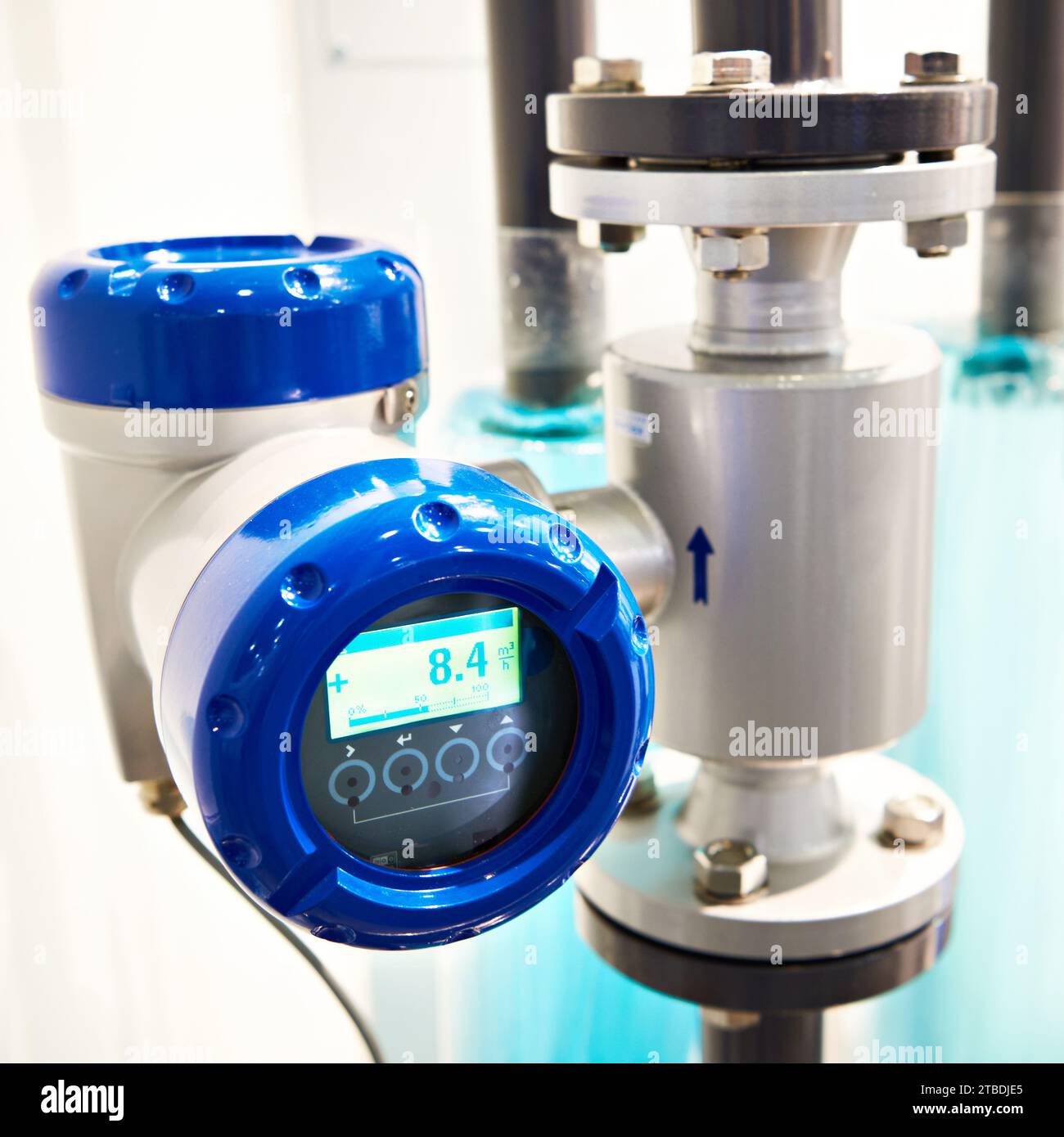 Electromagnetic flowmeter detector and water pipeline Stock Photo - Alamy