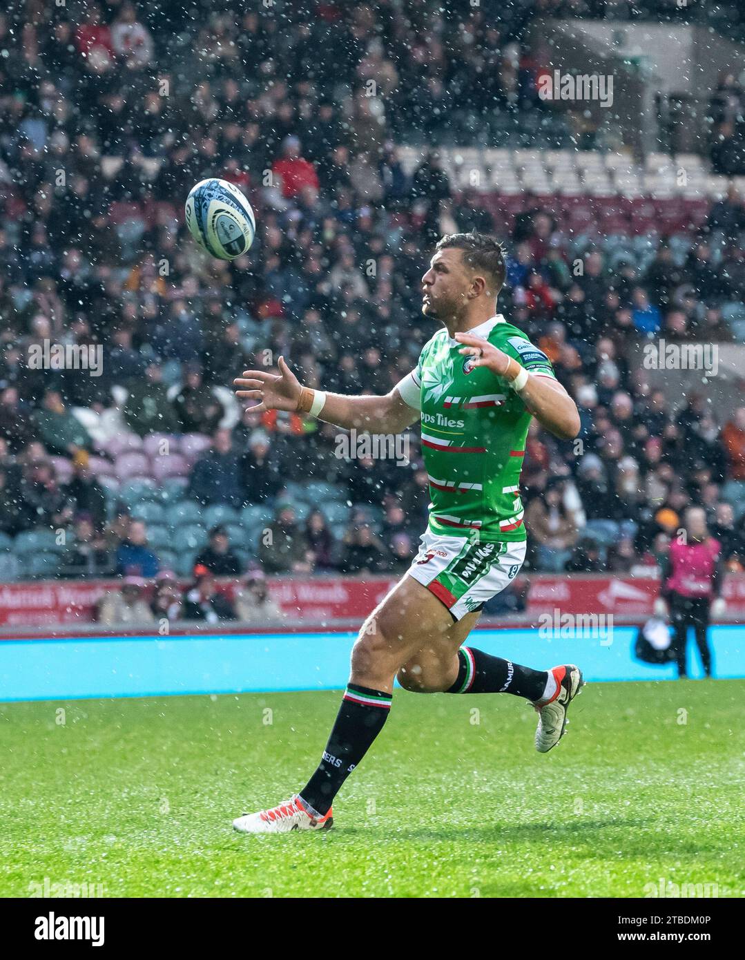 Handro Liebenberg of Leicester Tigers in action during the Gallagher ...