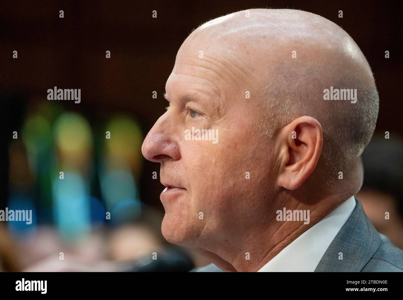 David Solomon, CEO, Goldman Sachs, speaks during a Senate Banking ...