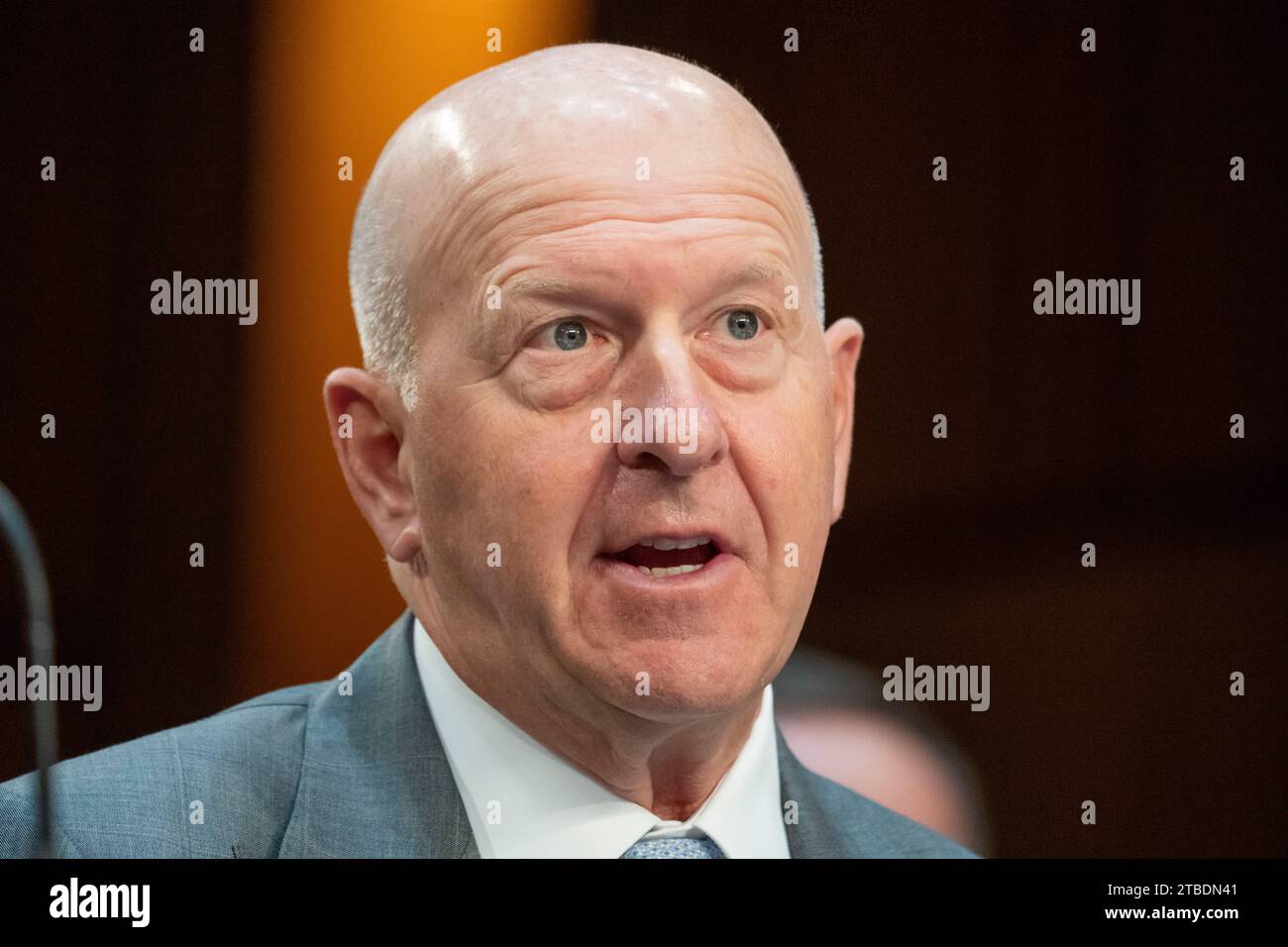 David Solomon, CEO, Goldman Sachs, speaks during a Senate Banking ...