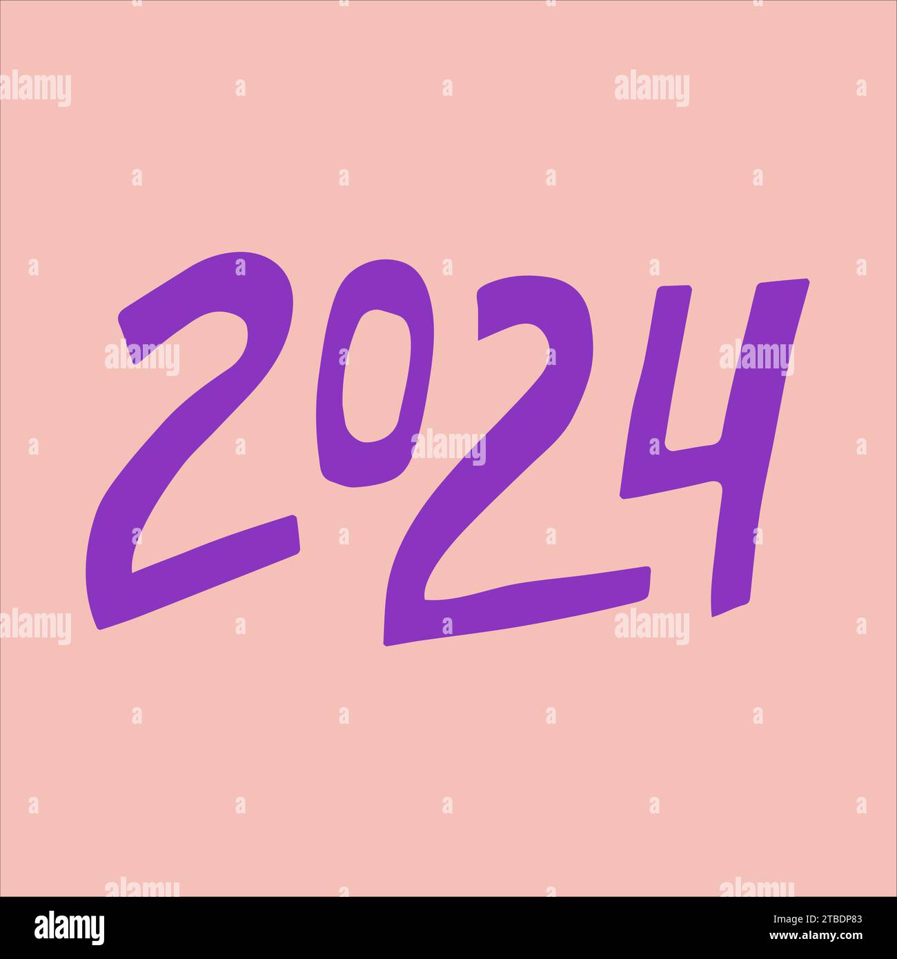 2024 - hand-drawn numbers. Creative lettering illustration for posters ...