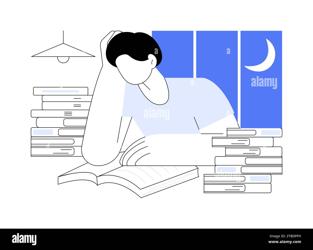 Study late at night isolated cartoon vector illustrations Stock Vector ...