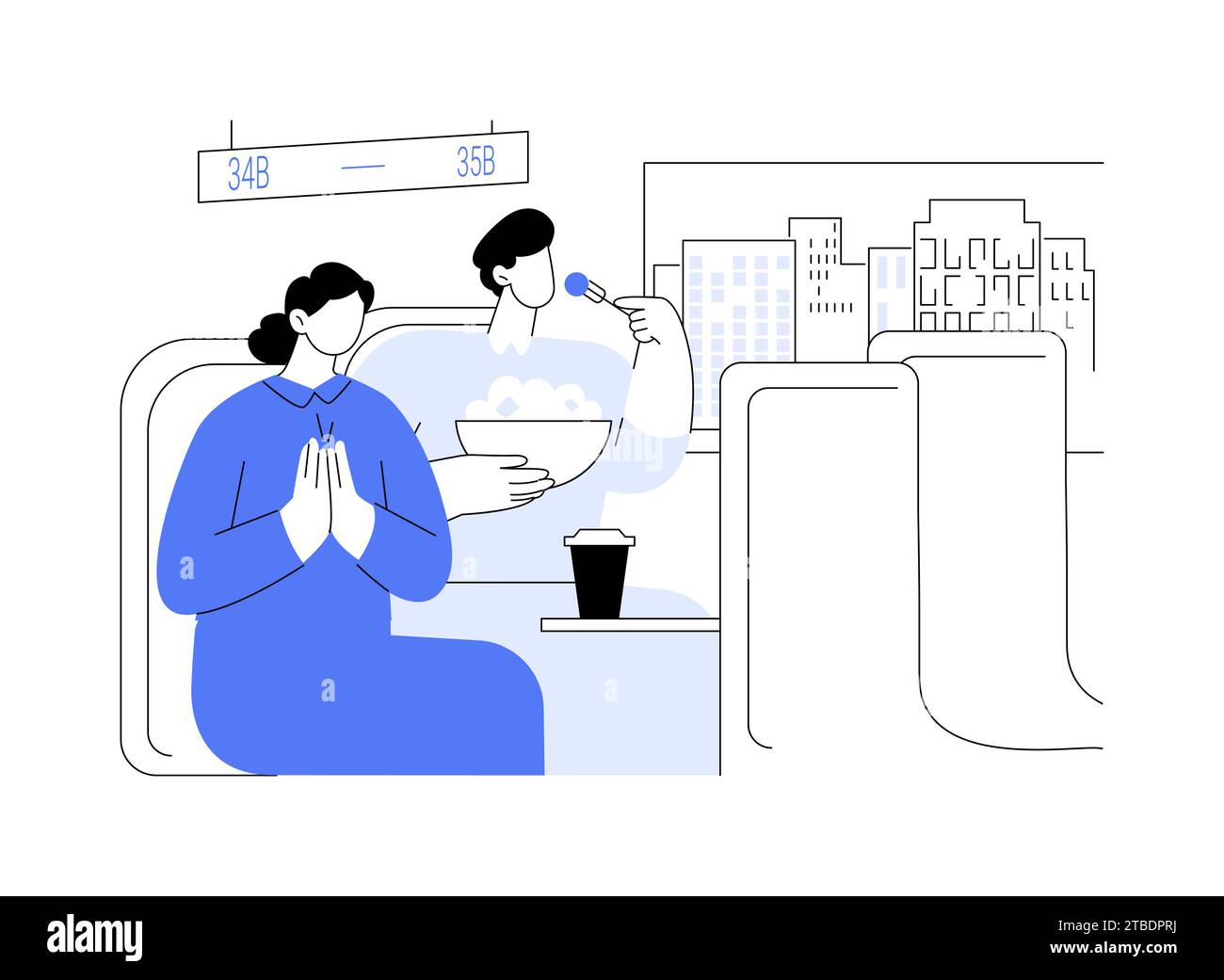 Hot drinks and snacks in a bus abstract concept vector illustration ...