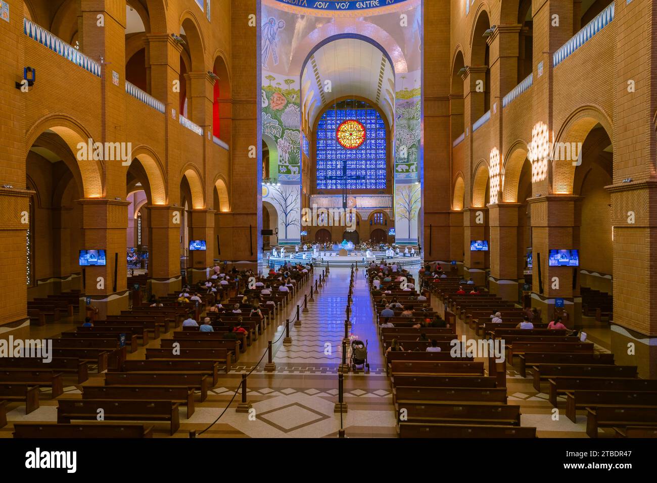 Aparecida, São Paulo, Brazil. Mass. Internal view of the Cathedral ...