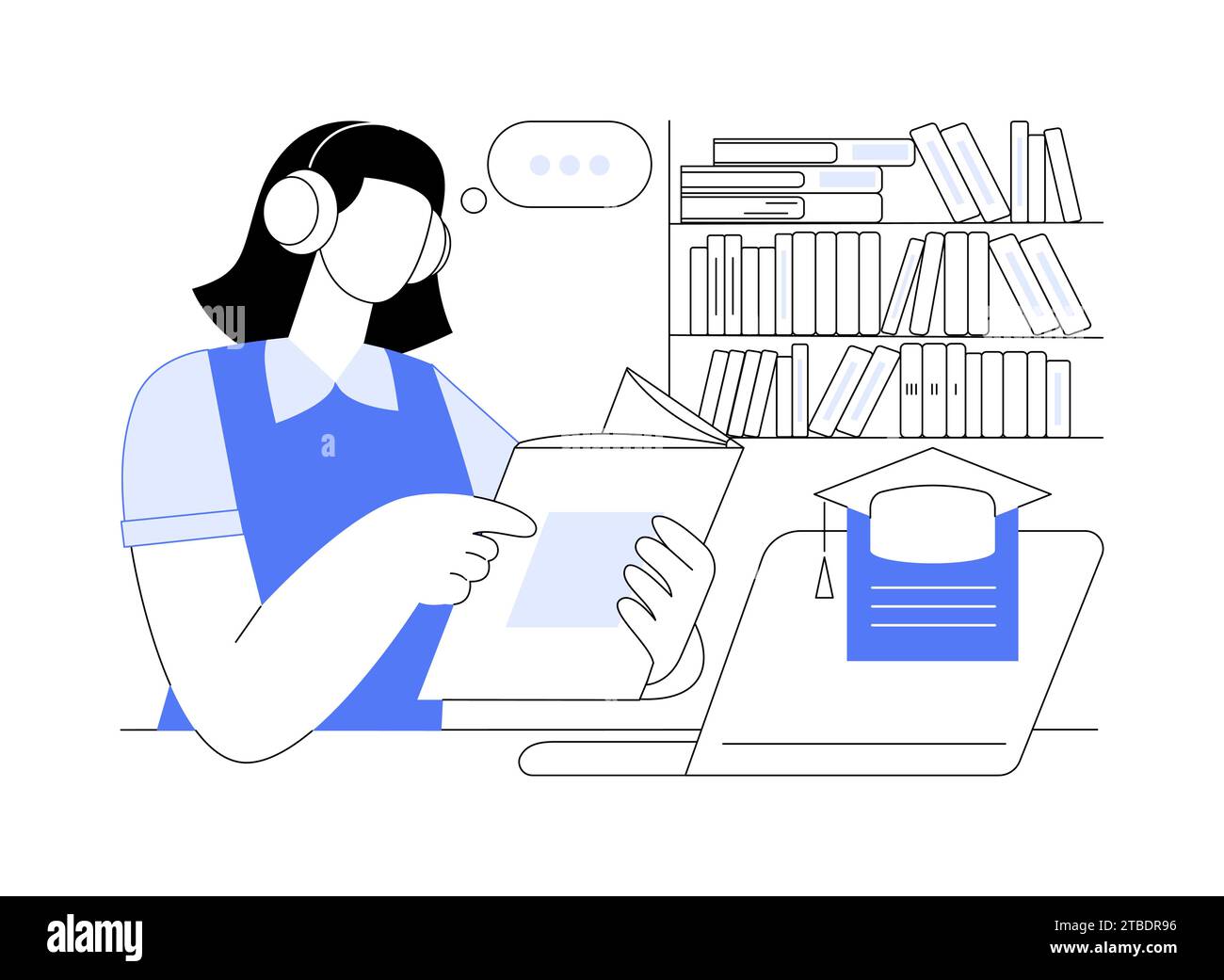 Study in a library isolated cartoon vector illustrations Stock Vector ...