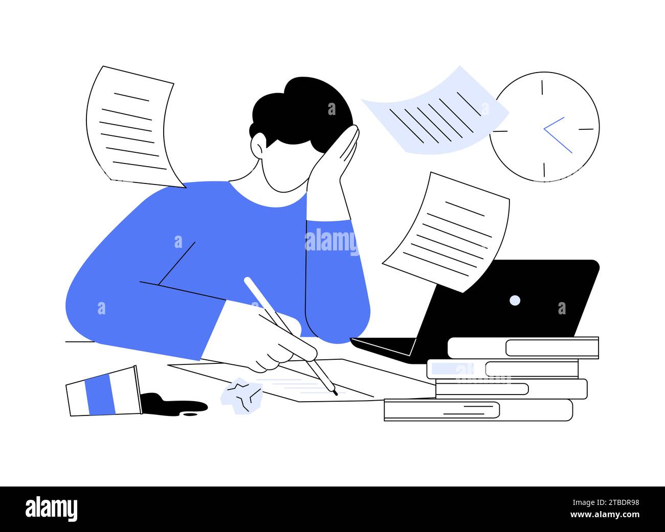 Study too much isolated cartoon vector illustrations Stock Vector Image ...