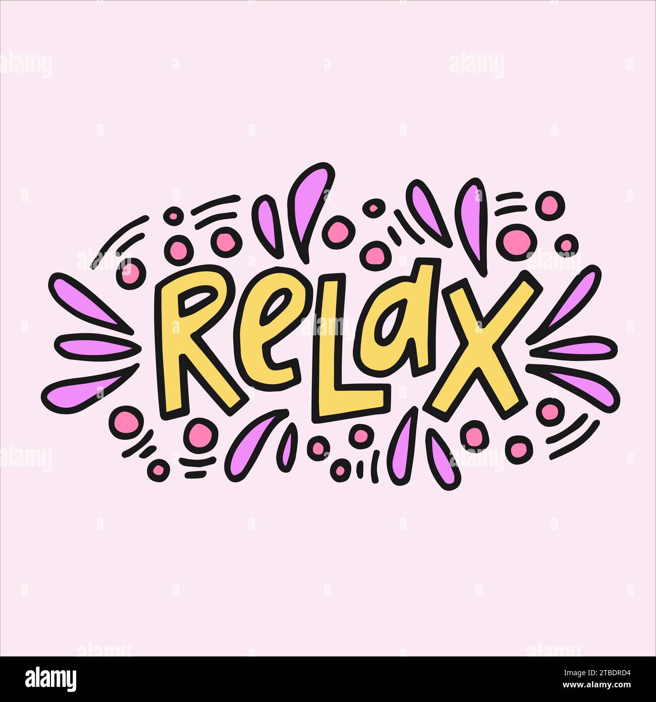 Relax - hand-drawn word. Creative lettering illustration with doodle ...