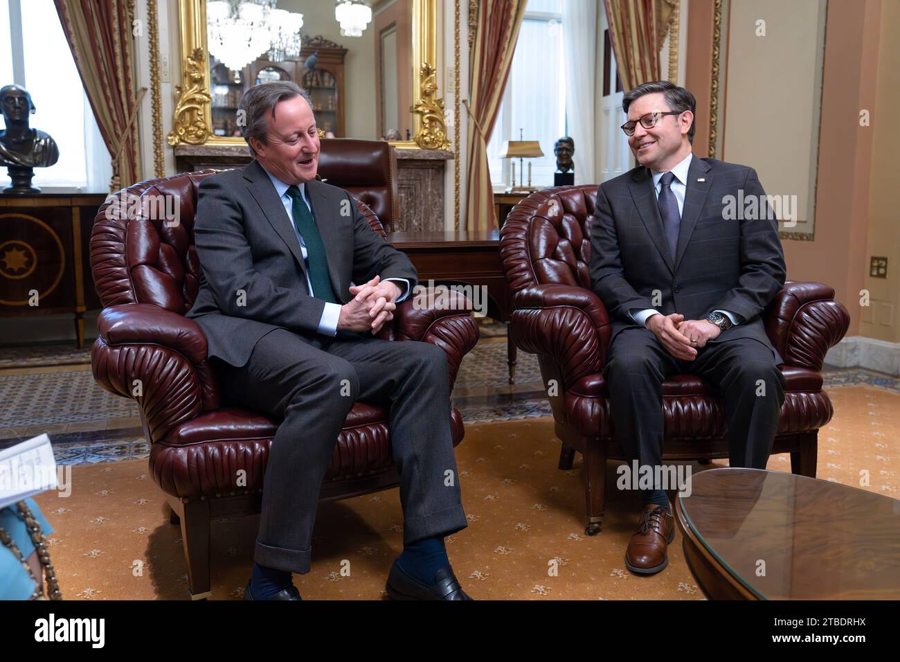 Britain's Foreign Secretary David Cameron, left, meets with Speaker of ...