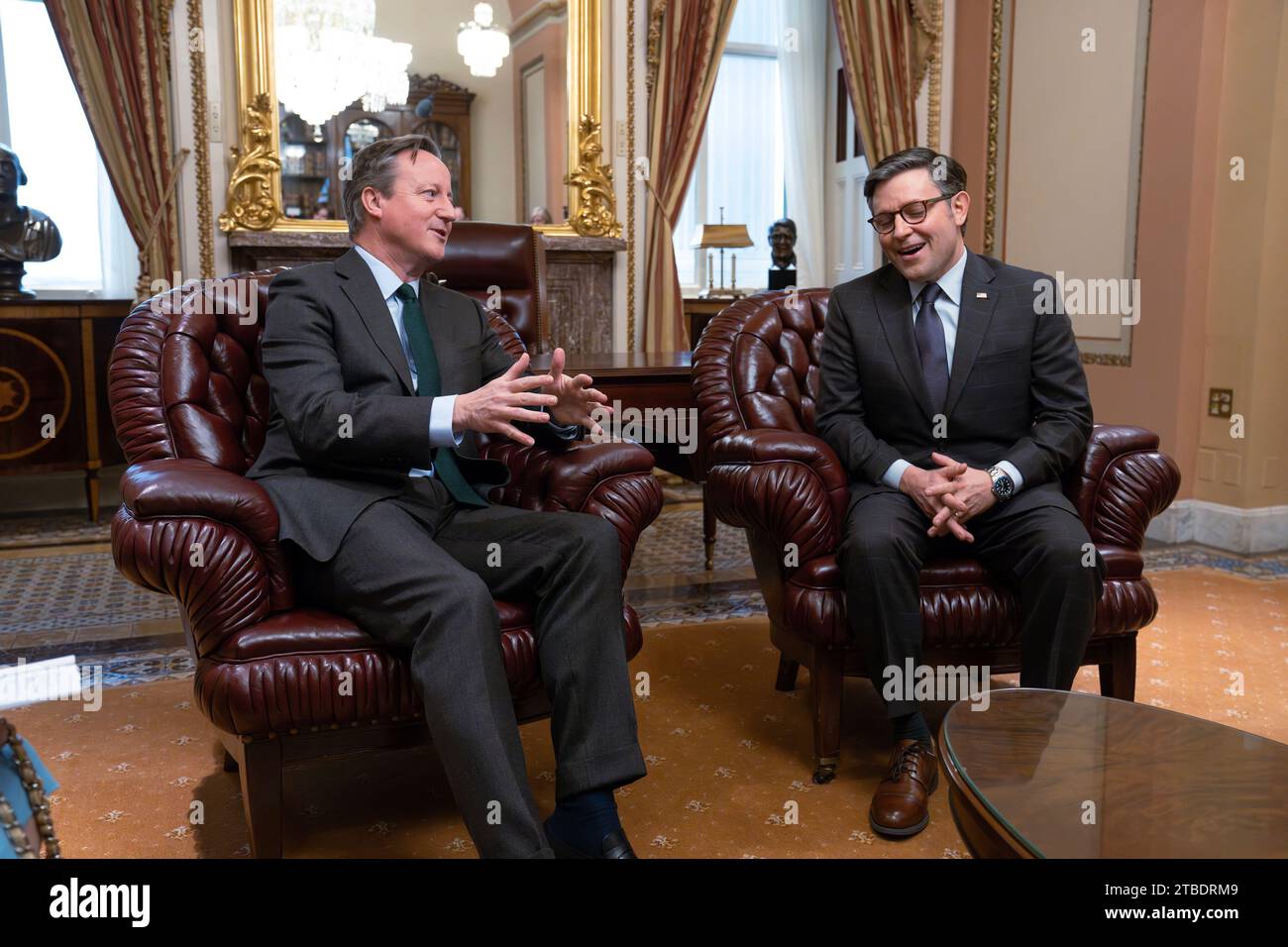 Britain's Foreign Secretary David Cameron, left, meets with Speaker of ...