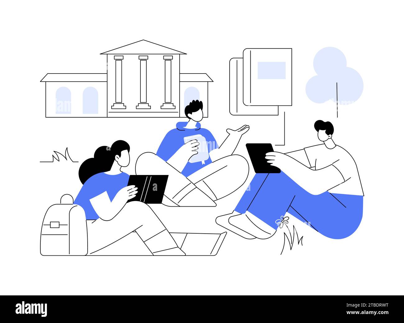 Study outdoors isolated cartoon vector illustrations Stock Vector Image ...