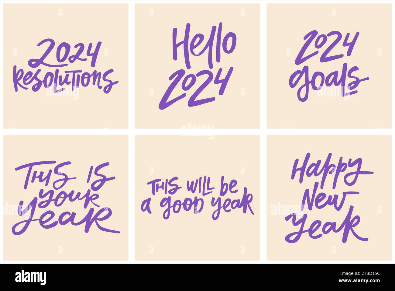 Set of handwritten quotes about New 2024 Year. Creative calligraphy for ...