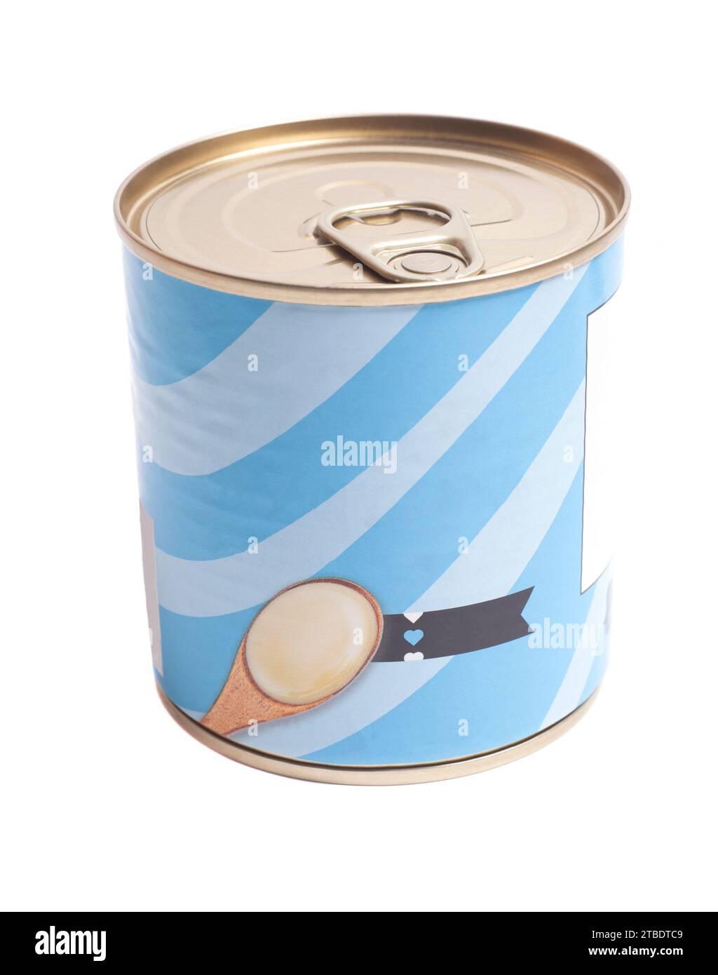 Condensed milk tin can isolated on white Stock Photo - Alamy