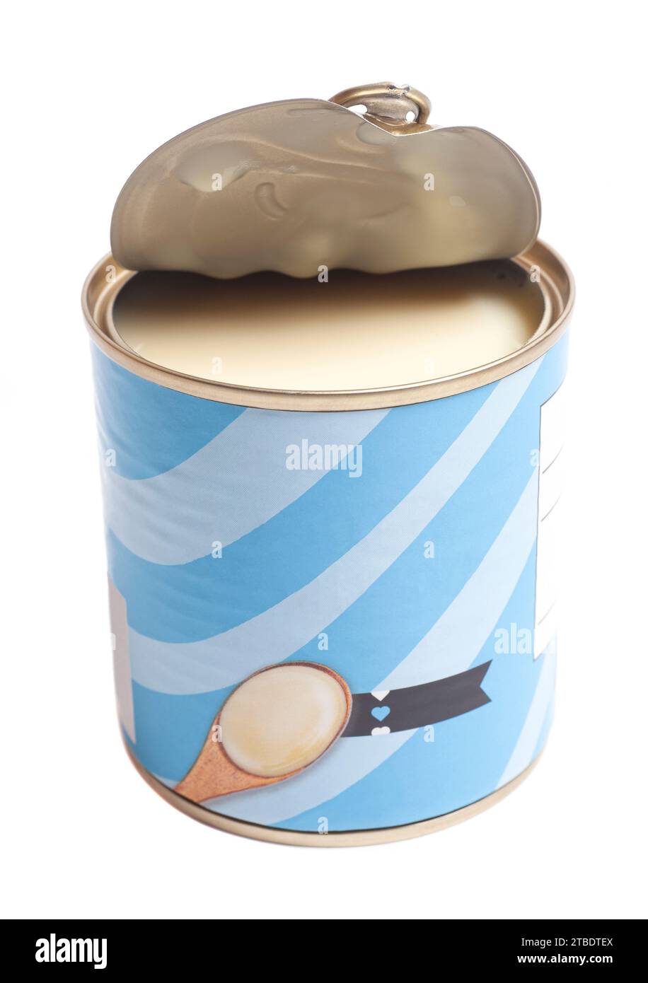 Opened Condensed milk tin can isolated on white Stock Photo - Alamy