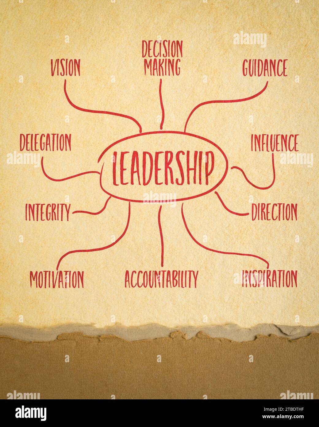 leadership - infographics or mind map sketch on art paper, business or ...