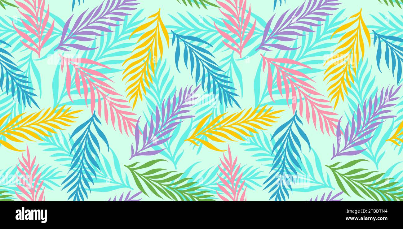 Vector seamless tropical pattern with exotic leaves. Vector floral ...