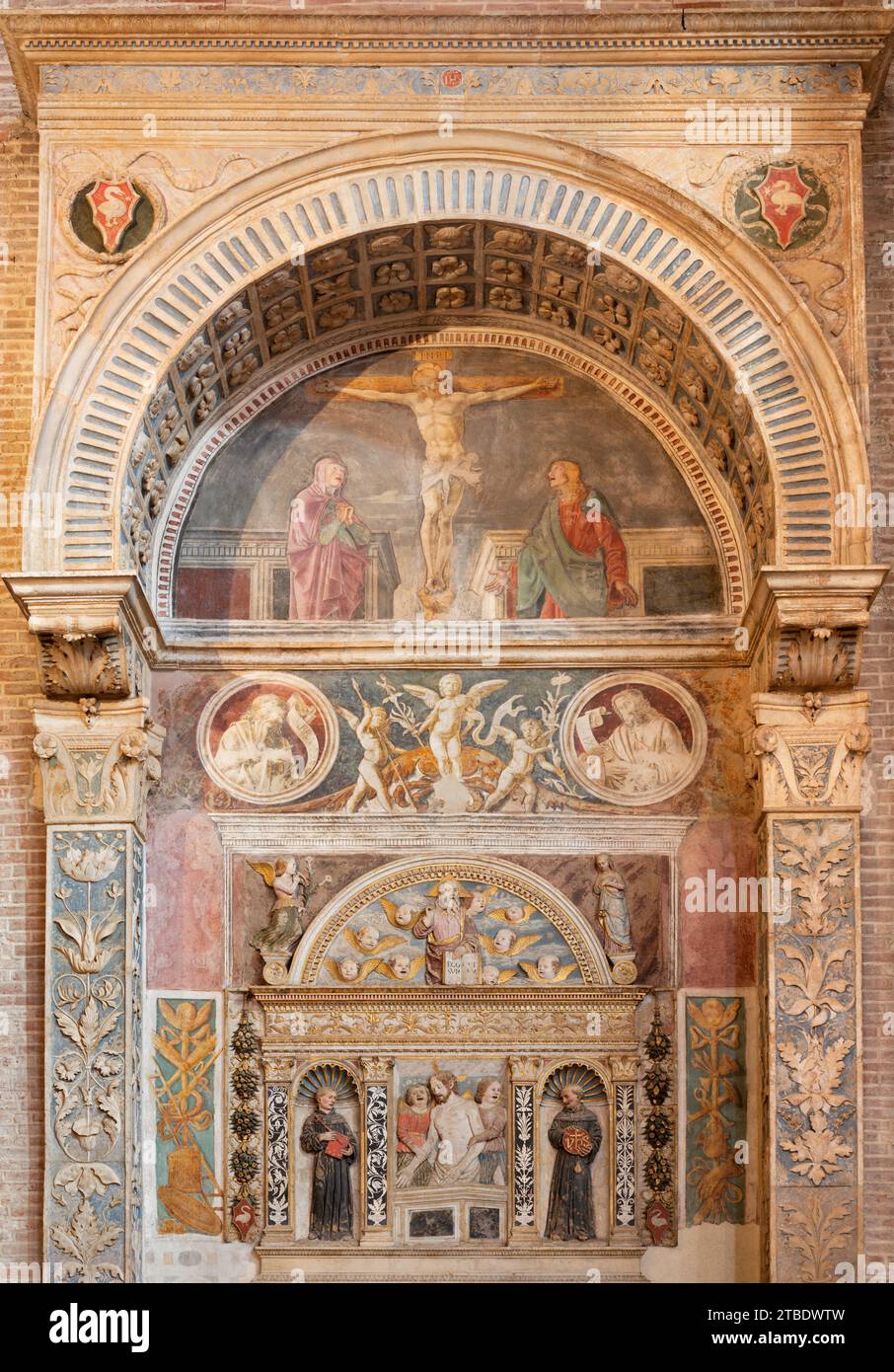 VICENZA, ITALY - NOVEMBER 5, 2023: The renaissance altar of Pieta 1474 ...